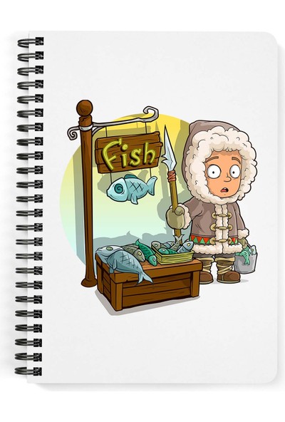 Astak Balıkçı Baskılı Ahşap Kapaklı Defter 15X20 cm DFT1361