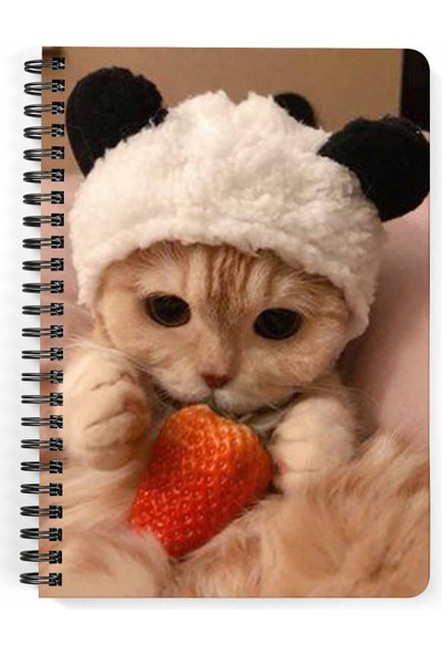 Astak Kedi Baskılı Ahşap Kapaklı Defter 15X20 cm DFT3335