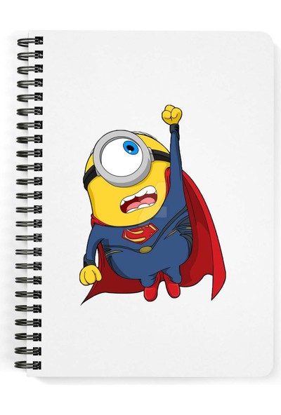 Astak Superman Minions Baskılı Ahşap Kapaklı Defter 15X20 cm DFT6657
