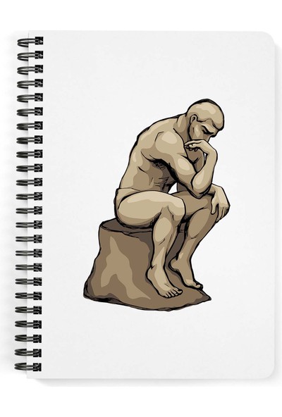 Astak Düşünen Adam Baskılı Ahşap Kapaklı Defter 15X20 cm DFT1374