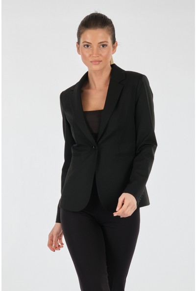 Ekol Cepli-Düğmeli Uzun Kollu Siyah Kadın Ceket 22105122 Ekol Cepli-Düğmeli Uzun Kollu Siyah Kadın Ceket 22105122