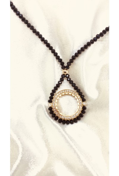 Yakut 22 Ayar Has Altın Kaplama Taşlı Içi Boş Yarım Altın Uyumlu Çerçeveli Kolye