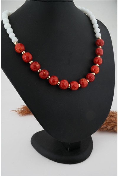 By Zeyna Aksesuar Kadın Cam Boncuklu Özel Tasarım Kolye