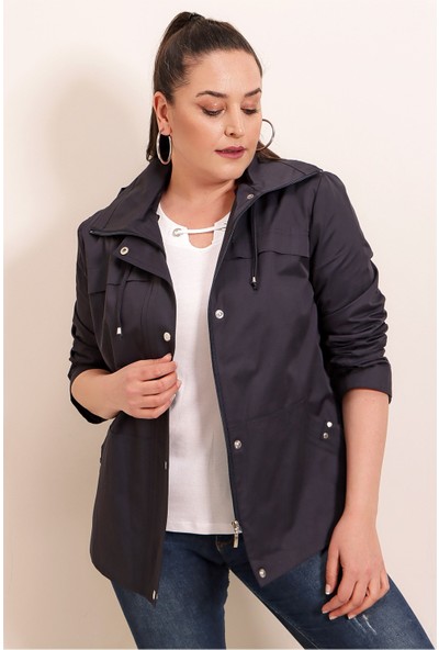 Cepli Astarlı Trenckot Lacivert