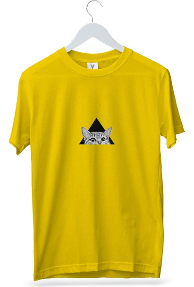 Takivis Kedi ve Üçgen Bisiklet Yaka Kısa Kollu Tişört