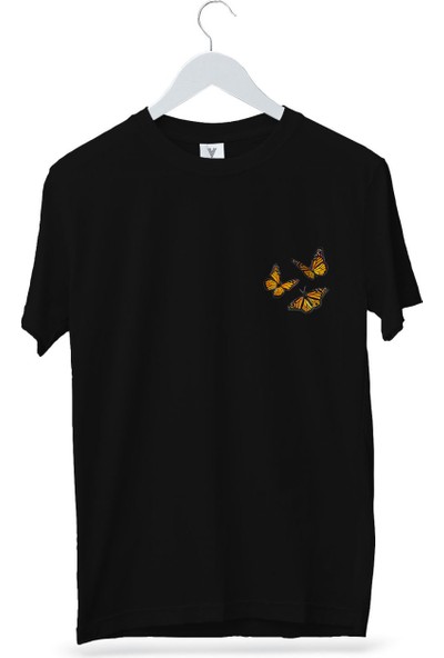 Takivis Kelebekler Bisiklet Yaka Kısa Kollu Tişört Takivis Kelebekler Bisiklet Yaka Kısa Kollu Tişört