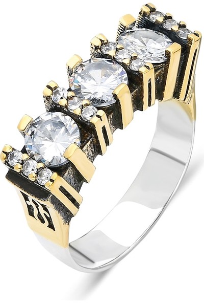 Midyat Gümüş Dünyası Üçtaş Otantik Gümüş Yüzük