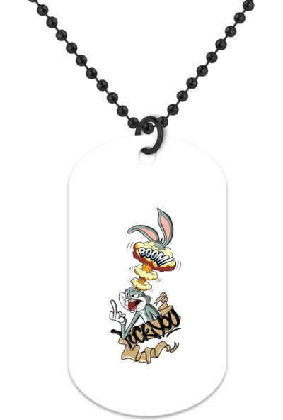 Rowalsi Bugs Bunny You Baskılı Siyah Zincirli Künye/kolye YTKTRD1126