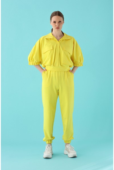 Origami Cepli Kolu Büzgülü Sweatshirt