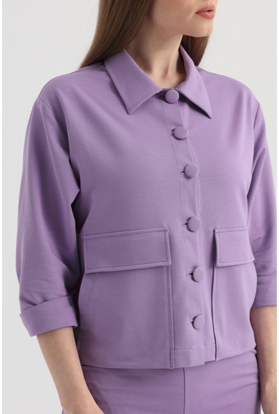 Origami Önü Düğmeli Cepli Sweatshirt