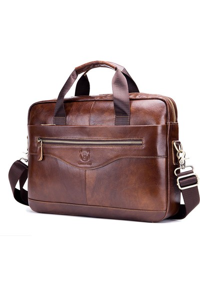 Bullcaptain Hakiki Deri Ayarlanabilir Askılı Erkek Evrak Çantası - Koyu Kahverengi (Yurt Dışından)