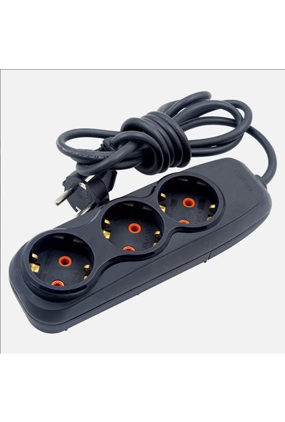 Nilson Quattro Siyah 3'lü Topraklı Grup Priz 2 Metre Nilson Quattro Siyah 3'lü Topraklı Grup Priz 2 Metre