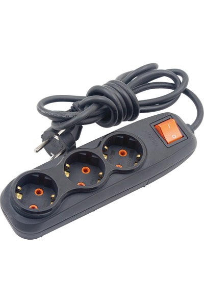 Nilson Quattro Siyah 3'lü Topraklı Anahtarlı Grup Priz 2 Metre Nilson Quattro Siyah 3'lü Topraklı Anahtarlı Grup Priz 2 Metre