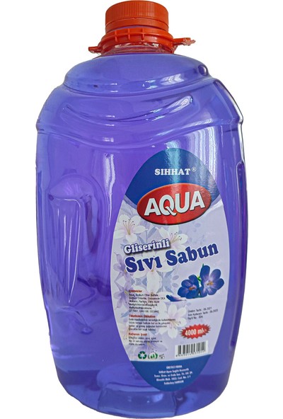 Aqua Gliserinli Sıvı Sabun Menekşe 4 kg Aqua Gliserinli Sıvı Sabun Menekşe 4 kg