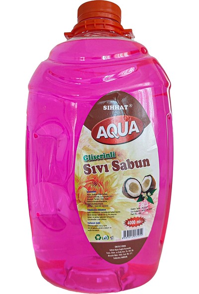 Aqua Gliserinli Sıvı Sabun Hindistan Cevizli 4 kg Aqua Gliserinli Sıvı Sabun Hindistan Cevizli 4 kg