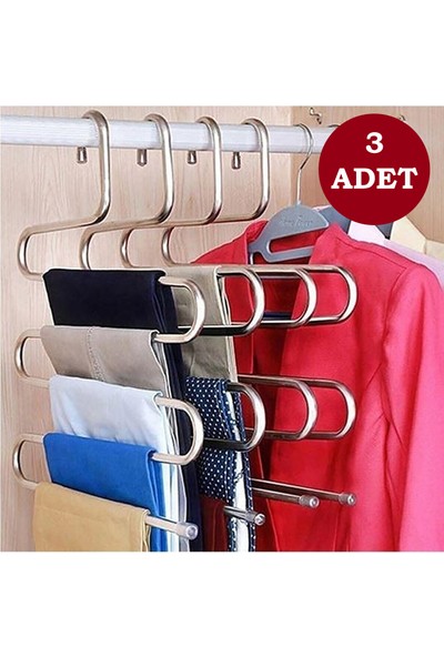 Carat Home 5 Katlı Pantolon Eşarp Askısı Metal 3 Adet Carat Home 5 Katlı Pantolon Eşarp Askısı Metal 3 Adet