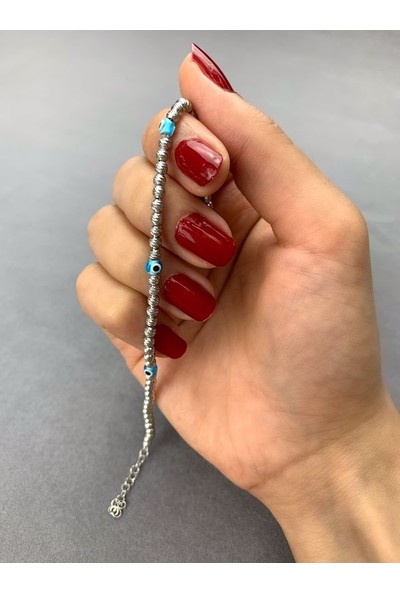 Bey Silver Dorika Toplu Üç Nazar Boncuklu Rodyum Kaplama Kadın Gümüş Bileklik Bey Silver Dorika Toplu Üç Nazar Boncuklu Rodyum Kaplama Kadın Gümüş Bileklik