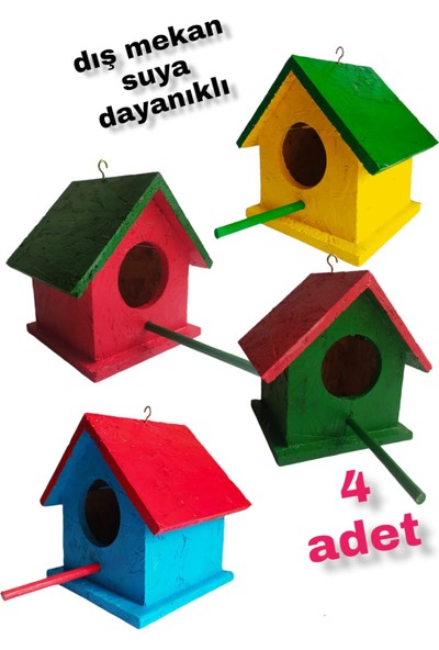 Değerli Hobi Ahşap Kuş Yuvası Dış Mekan Suya Dayanıklı 4 Adet Değerli Hobi Ahşap Kuş Yuvası Dış Mekan Suya Dayanıklı 4 Adet