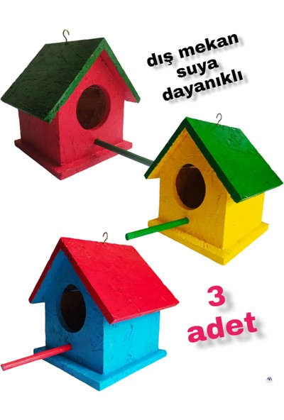 Değerli Hobi Ahşap Kuş Yuvası Dış Mekan Suya Dayanıklı 3 Adet Değerli Hobi Ahşap Kuş Yuvası Dış Mekan Suya Dayanıklı 3 Adet