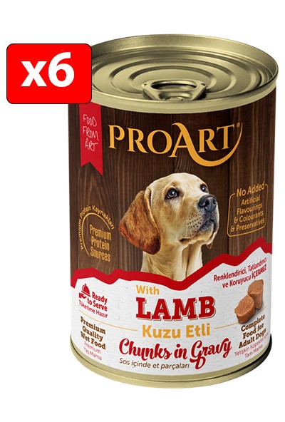 Proart Yetişkin Köpek Kuzu Parça Etli Konserve 6X400 gr Proart Yetişkin Köpek Kuzu Parça Etli Konserve 6X400 gr