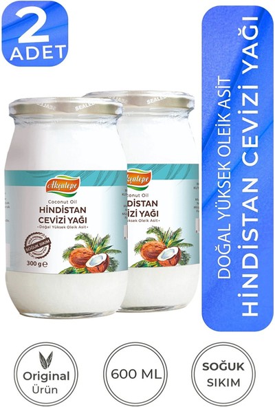 Akçatepe Soğuk Sıkım Hindistan Cevizi Yağı 2 x 300 ml Akçatepe Soğuk Sıkım Hindistan Cevizi Yağı 2 x 300 ml