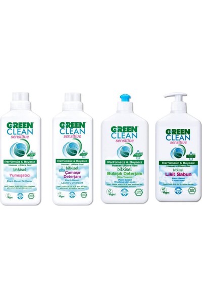 U green Clean Sensitive Seti Bulaşık Deterjanı + Tumuşatıcı + Sıvı Sabun + Çamaşır Deterjanı U green Clean Sensitive Seti Bulaşık Deterjanı + Tumuşatıcı + Sıvı Sabun + Çamaşır Deterjanı