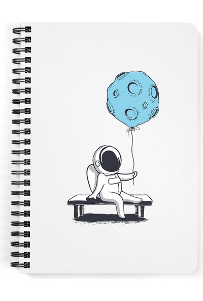 Astak Balon Ay Baskılı Ahşap Kapaklı Defter 15X20 cm DFT1918