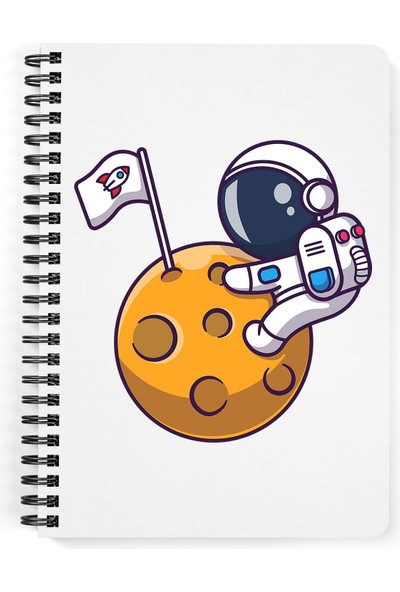 Astak Mars Sarılması Baskılı Ahşap Kapaklı Defter 15X20 cm DFT1899