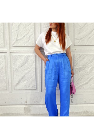 Gamze Derin Yüksek Bel Saten Pantolon
