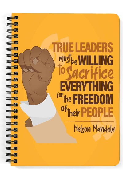 Astak Nelson Mandela Baskılı Ahşap Kapaklı Defter 15X20 cm DFT5356