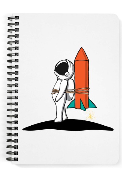 Astak Uzaya Yolculuk Baskılı Ahşap Kapaklı Defter 15X20 cm DFT1947