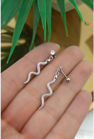 ÇLK Accessories 316 Cerrahi Çelik Zirkon Taş Yılan Piercing TRPIERCING0119