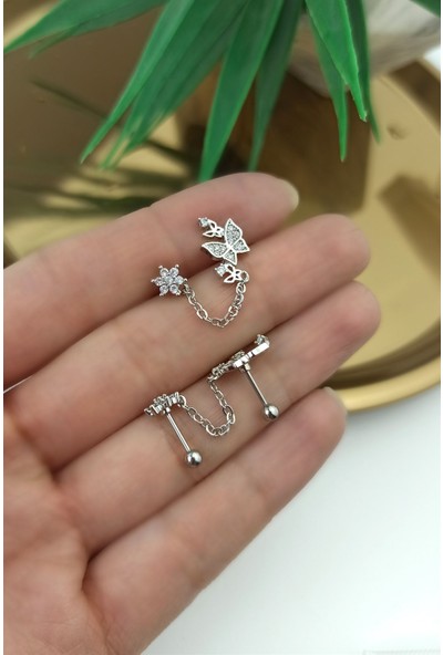 ÇLK Accessories 316 Cerrahi Çelik Zincir Kelebek Piercing TRPIERCING0120 ÇLK Accessories 316 Cerrahi Çelik Zincir Kelebek Piercing TRPIERCING0120