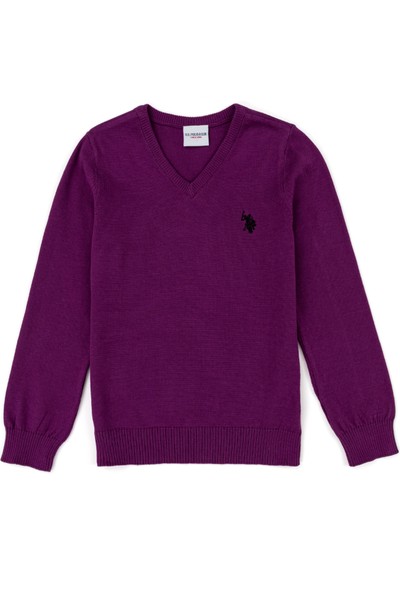 U.S. Polo Assn. Kız Çocuk Menekşe Triko Kazak