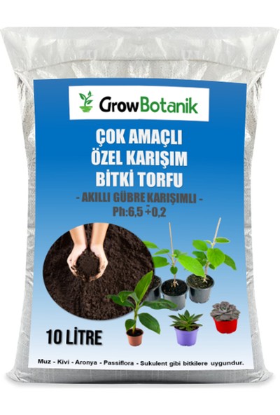 Grow Botanik Bitki Fidan Genel Kullanım Için Özel Karışım Akıllı Torf Toprak 10 Lt Grow Botanik Bitki Fidan Genel Kullanım Için Özel Karışım Akıllı Torf Toprak 10 Lt
