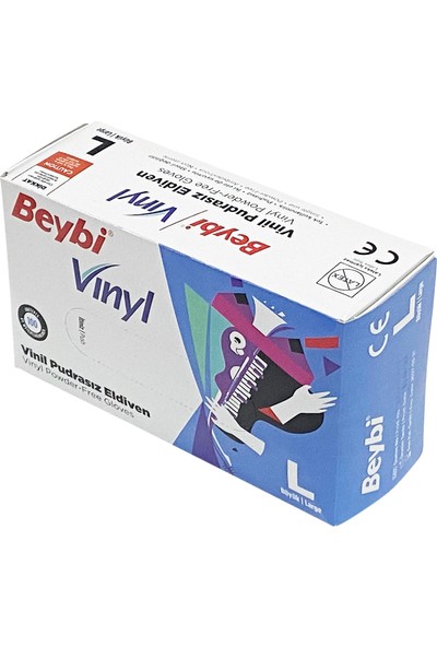 Beybi Vinyl Eldiven Pudrasız Büyük (L) - 100 Adet Beybi Vinyl Eldiven Pudrasız Büyük (L) - 100 Adet