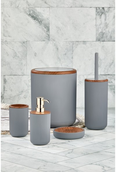 Cooker 5 Parça Woody Banyo Seti-Gri Cooker 5 Parça Woody Banyo Seti-Gri