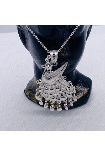 GümüşPark Midyat 925 Ayar Gümüş Tavus Kuşu Model Kolye