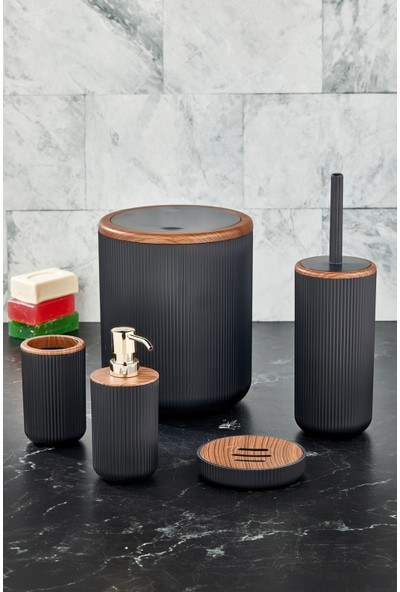 Cooker 5 Parça Woody Banyo Seti-Siyah Cooker 5 Parça Woody Banyo Seti-Siyah