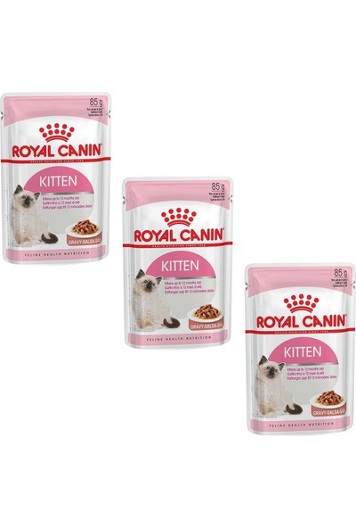 Royal Canin Kitten Gravy Pouch Yavru Kedi Konservesi 85 gr (3 Adet) Royal Canin Kitten Gravy Pouch Yavru Kedi Konservesi 85 gr (3 Adet)