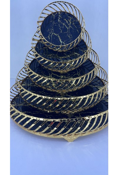 Yuvarlak Gold 5'li Nişan Çeyiz Tepsi Seti Yuvarlak Gold 5'li Nişan Çeyiz Tepsi Seti