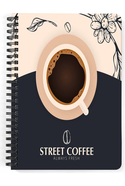 Astak Street Coffee Baskılı Ahşap Kapaklı Defter 15X20 cm DFT5261