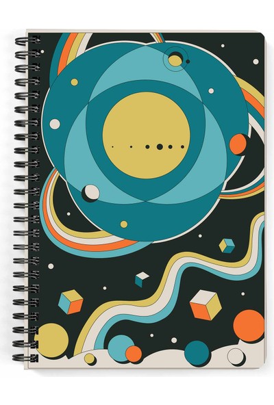 Astak Gezegenler Baskılı Ahşap Kapaklı Defter 15X20 cm DFT5218