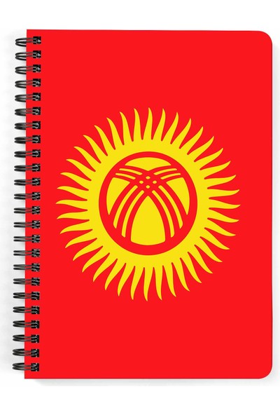 Astak Kırgızistan Bayrağı Baskılı Ahşap Kapaklı Defter 15X20 cm DFT5499