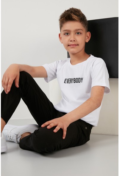 Lela Baskılı Bisiklet Yaka Pamuklu T Shirt Erkek Çocuk T Shirt 6211016