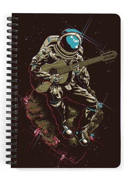 Astronot Baskılı Ahşap Kapaklı Defter 15X20 cm DFT5381