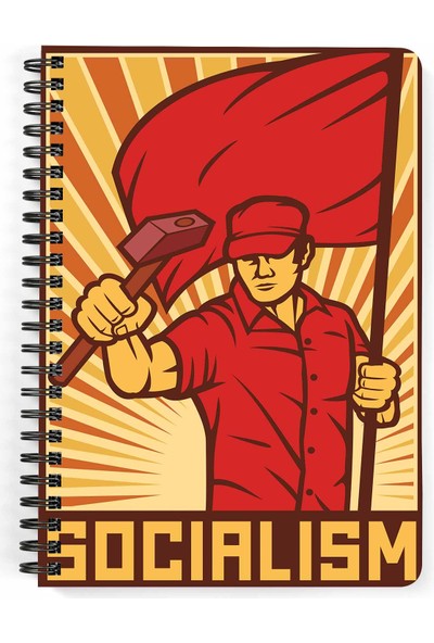 Astak Sosyalizm Baskılı Ahşap Kapaklı Defter 15X20 cm DFT5373