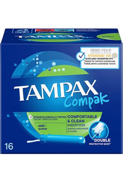 EKS Ticaret Tampax Compak Super Aplikatörlü Tamponlar 16 Adet