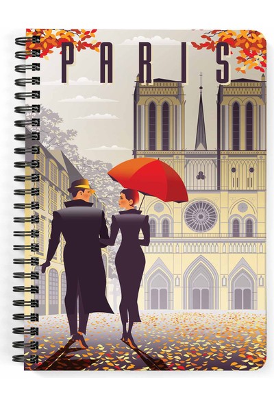 Astak Paris Baskılı Ahşap Kapaklı Defter 15X20 cm DFT5308