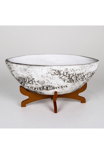 Vase Desing Stand Ayaklı Eskitme Kayık Beton Saksı 31X17X14 cm